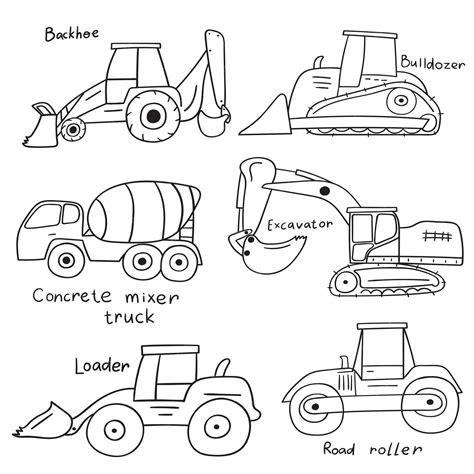 Premium Vector Collection Of Construction Machines Outline Icons