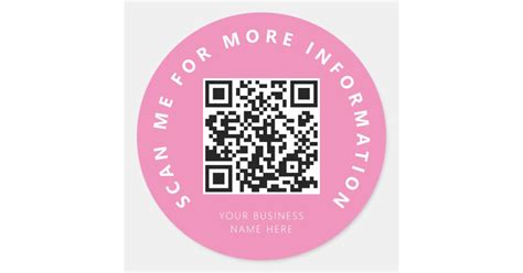 Scan Me Pink Qr Code Scannable Classic Round Sticker Zazzle