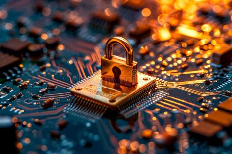 Padlock Sits On Top Of Computer Circuit Board Generative Ai Stock