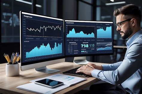 Premium Photo Data Analyst Working On Business Analytics Dashboard With Charts Metrics And Kpi
