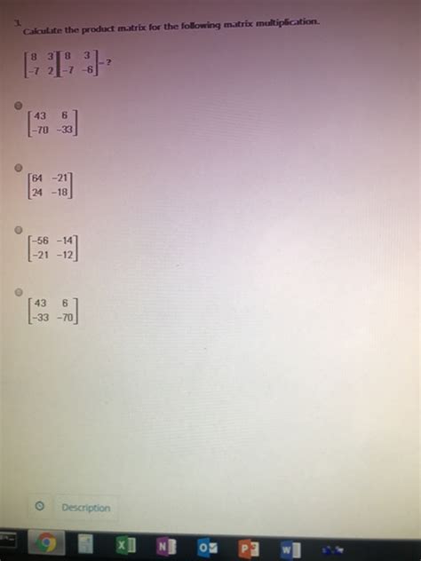 Solved ヱ Calculate the product matrix for the following Chegg com