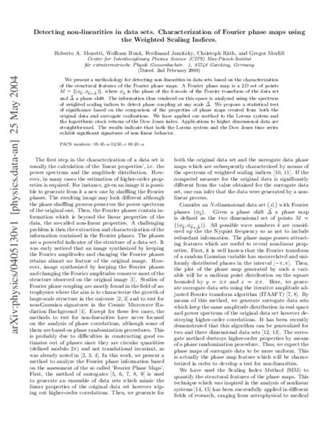 Pdf Detecting Non Linearities In Data Sets Characterization Of
