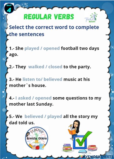 Regular Verbs Online Exercise For Primary 4 Grade Live Worksheets