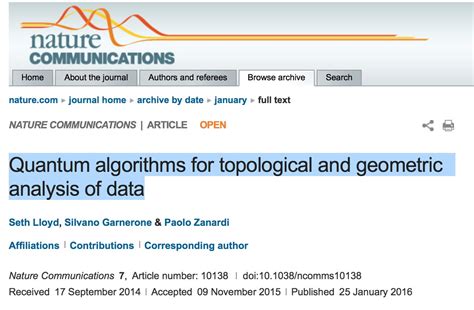 Quantum Algorithms For Topological And Geometric Analysis Of Data