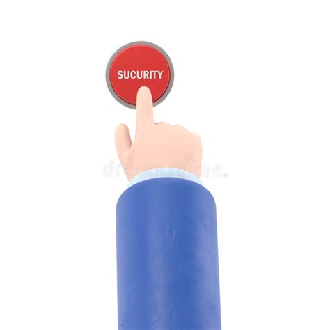 Security Button Hand Pressing Red Button Push Finger 3d Illustration