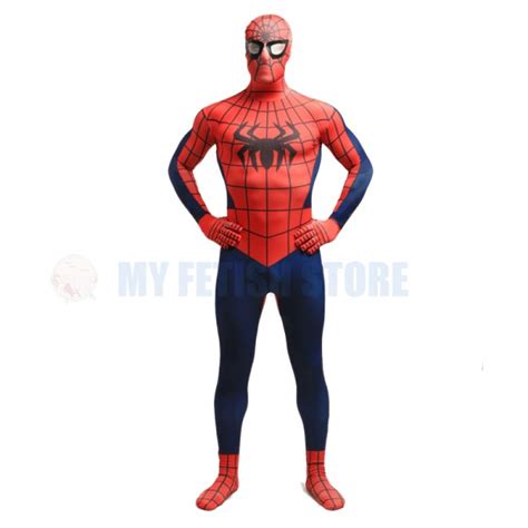 Full Body Red And Navy Blue Spider Man Lycra Spandex Bodysuit Cosplay