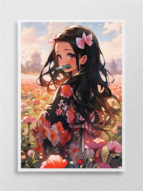 Demon Slayer Nezuko Anime Poster Çerçevesiz Yüksek Kalite Anime Duvar Poster Poster Baskı