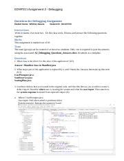 A Debugging Questions Answers Docx Comp Assignment Debugging
