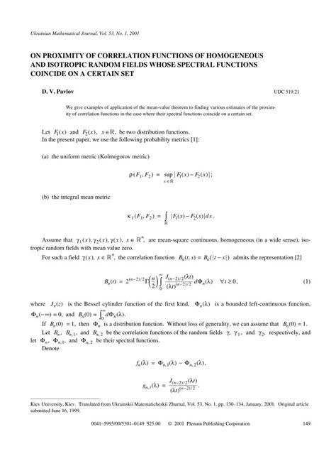Pdf On Proximity Of Correlation Functions Of Homogeneous And