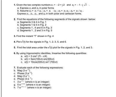 solved given the two complex numbers z 1 2 j2 and