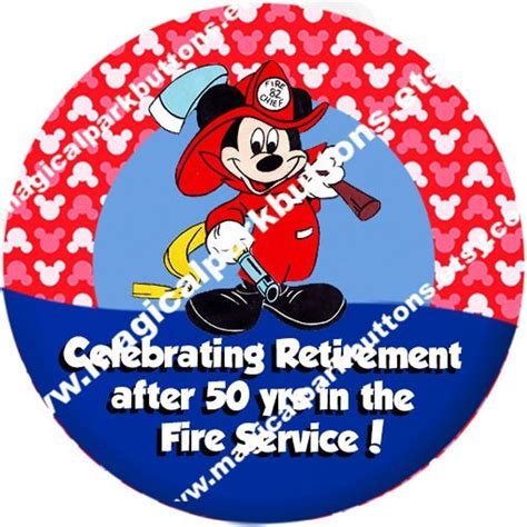 Firefighter Mickey Button Celebrating Retirement Disney Pins Buttons