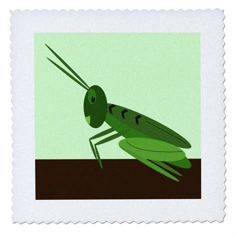 3drose Adorable Grasshopper On Green 6x6 Inch Quilt Square