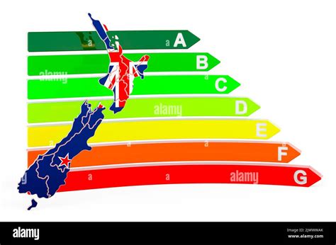 New Zealand Map With Energy Efficiency Rating 3d Rendering Isolated On