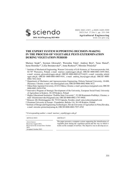 Pdf The Expert System Supporting Decision Making In The Process Of