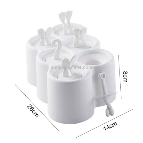 크리 에이 티브 만화 피트 모양 실리콘 아이스 큐브 금형 세트 가정용 냉동 얼음 격자 냉장고 광장 플라스틱 얼음 Diy 식품 보충 상자 뚜껑 스타일 6 핸들 흰색