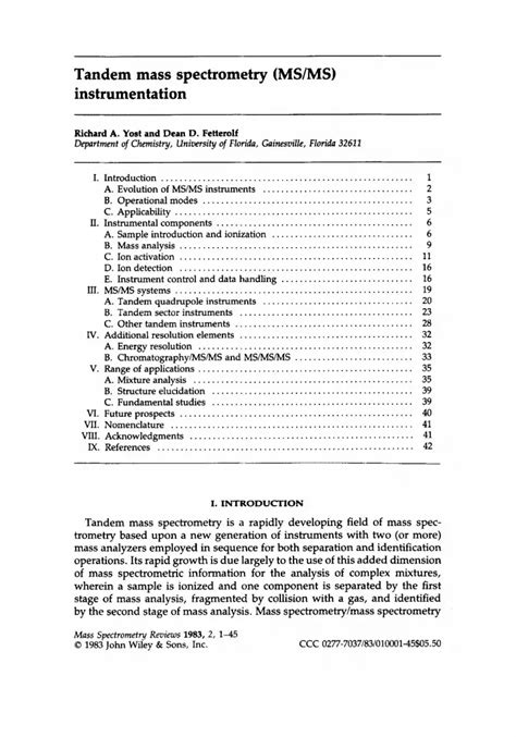 Pdf Tandem Mass Spectrometry Ms Ms Instrumentation Dokumen Tips