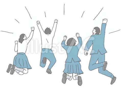 ジャンプする中高生 後ろ姿イラスト No 22155822／無料イラストフリー素材なら「イラストac」