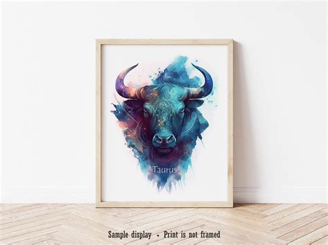 Taureau Signe Du Zodiaque Aquarelle Affiche Impression Ou Toile Enveloppée Cadeau Astrologique