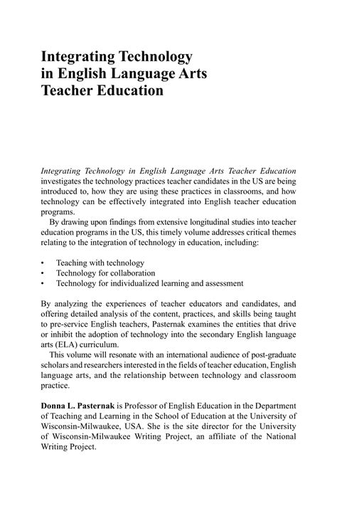 Pdf Integrating Technology In English Language Arts Teacher Education