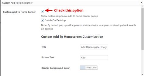 How To Add Custom Add To Home Banner Pwa For Wp Documentation
