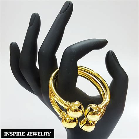 Inspire Jewelry Nn กำไลข้อเท้าเด็ก กระพรวนคู่ 2 อัน ทองเหลืองอร่าม