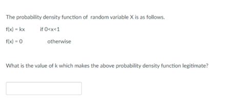 Solved The Probability Density Function Of Random Variable X Chegg