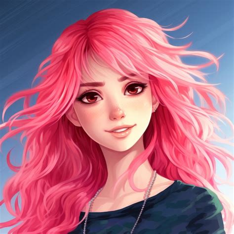 Una Chica Anime Con Cabello Largo Y Rosado Foto Premium