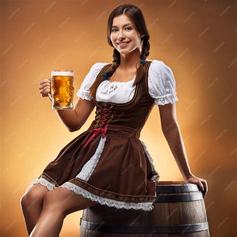 Gorgeous Oktober Fest Maids Holding Beer Premium Ai Generated Image