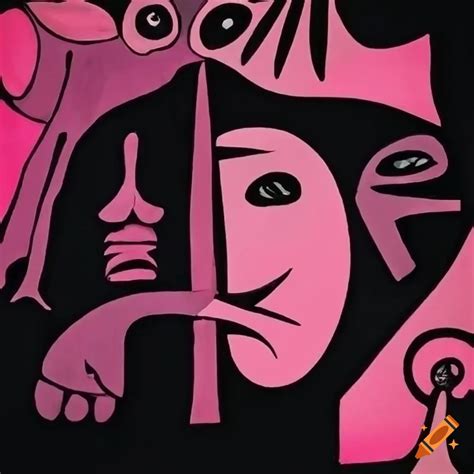 Black And Pink Picasso Guernica Painting On Craiyon