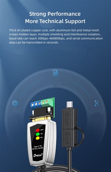 High Resolution Dtech Double Connector Type C And Usb A Male To Rs Rs Serial Converter