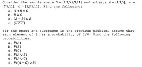 Solved Consider The Sample Space S And Chegg Com