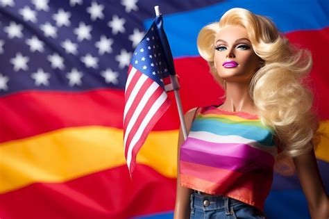 Premium Ai Image American Barbie Doll With Long Blond Hair On The