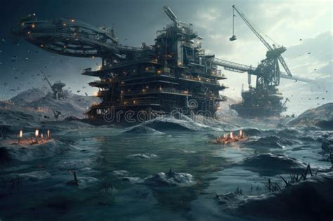 Extraction Of Crude Oil From Underground Oil Production Stock Image