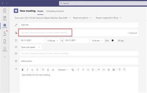 You Dont Have Permission To Create Private Meetings Error In Microsoft