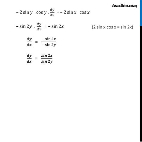 Ex 5 3 8 Find Dy Dx In Sin2 X Cos2 Y 1 Class 12