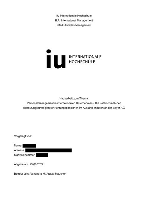 Hausarbeit Interkulturelles Management 1 0 IU Internationale