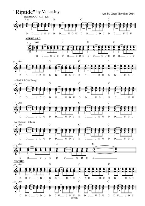 Vance Joy Riptide Guitar Chords Guitar Sheet Music