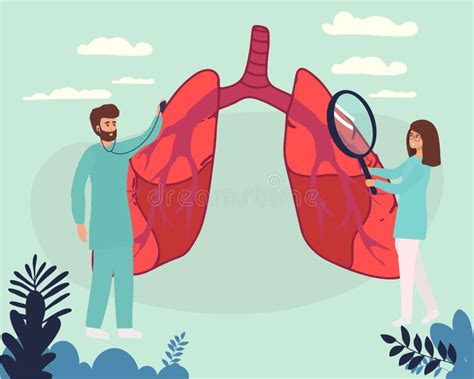 Pulmonology Vector Illustration Flat Tiny Lungs Healthcare Persons Concept Stock Illustration