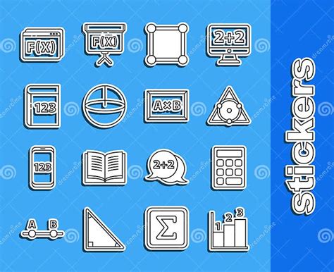 Set Line Graph Schedule Chart Diagram Triangle Math Chalkboard With Calculator Test Exam