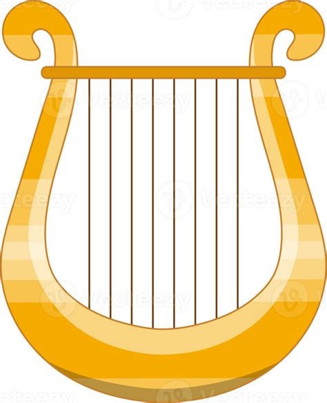 Gold Lyre Cartoon Character Design 19841586 Png