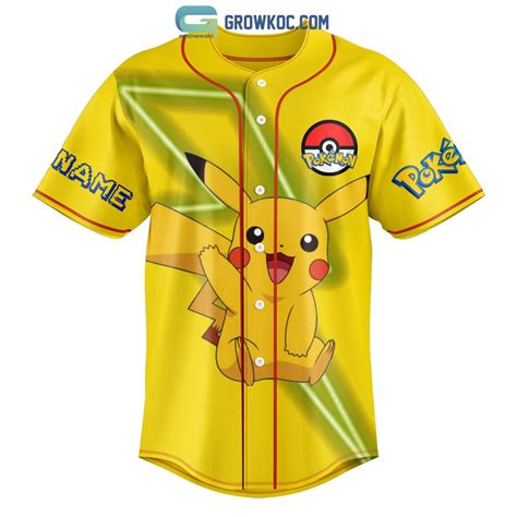 Pikachu Pokemon Cartoon Personalized Baseball Jersey Growkoc