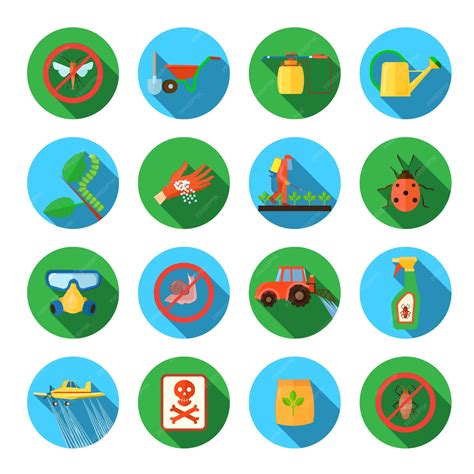 Premium Vector Pesticides And Farming Round Shadow Elements Set Flat