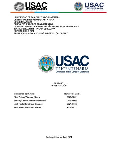 Trabajo De Investigacion Pdf Documento De Identidad Plan De Estudios