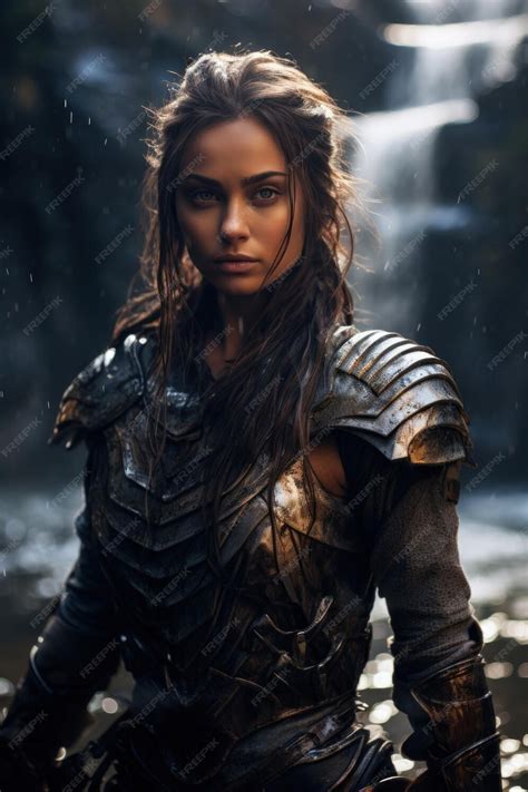 Premium Photo A Woman In Armor Standing In Water