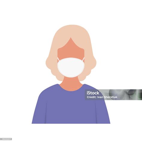 보호 의료 마스크를 착용한 여성 플랫 디자인의 페이셜 마스크 벡터 일러스트를 착용 벡터 건강관리와 의술에 대한 스톡 벡터 아트