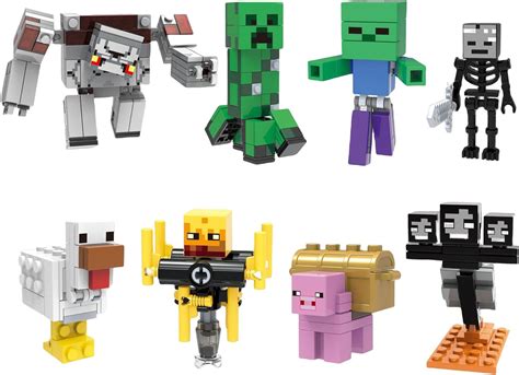 Jp マインクラフト 8種類セット フィギュア ブロックセット 動物 玩具 クリーパー スティーブ スケルトン Diy