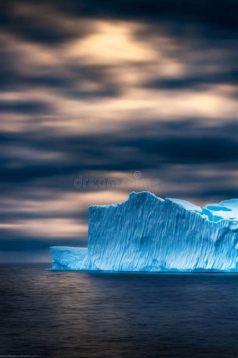 A Large Iceberg Floating In The Ocean Under A Cloudy Sky Generative AI