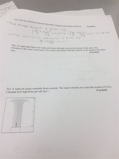 Solved State The Difference Between Bernoulli S Equation And Chegg Com