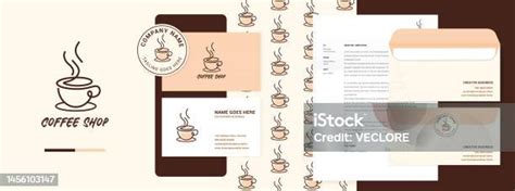 커피 숍 로고 및 브랜딩 디자인 명함 레터 헤드 패턴 봉투 스티커 0명에 대한 스톡 벡터 아트 및 기타 이미지 0명 라떼 레터헤드 Istock