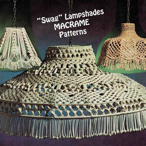 Macrame Lampshade Pattern X 3 Vintage 1970s Hanging Lamp Shade Etsy